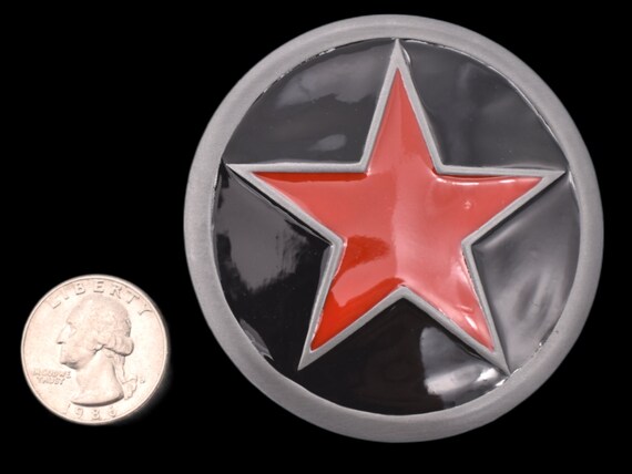 Red Star Black Circle Belt Buckle - Gem