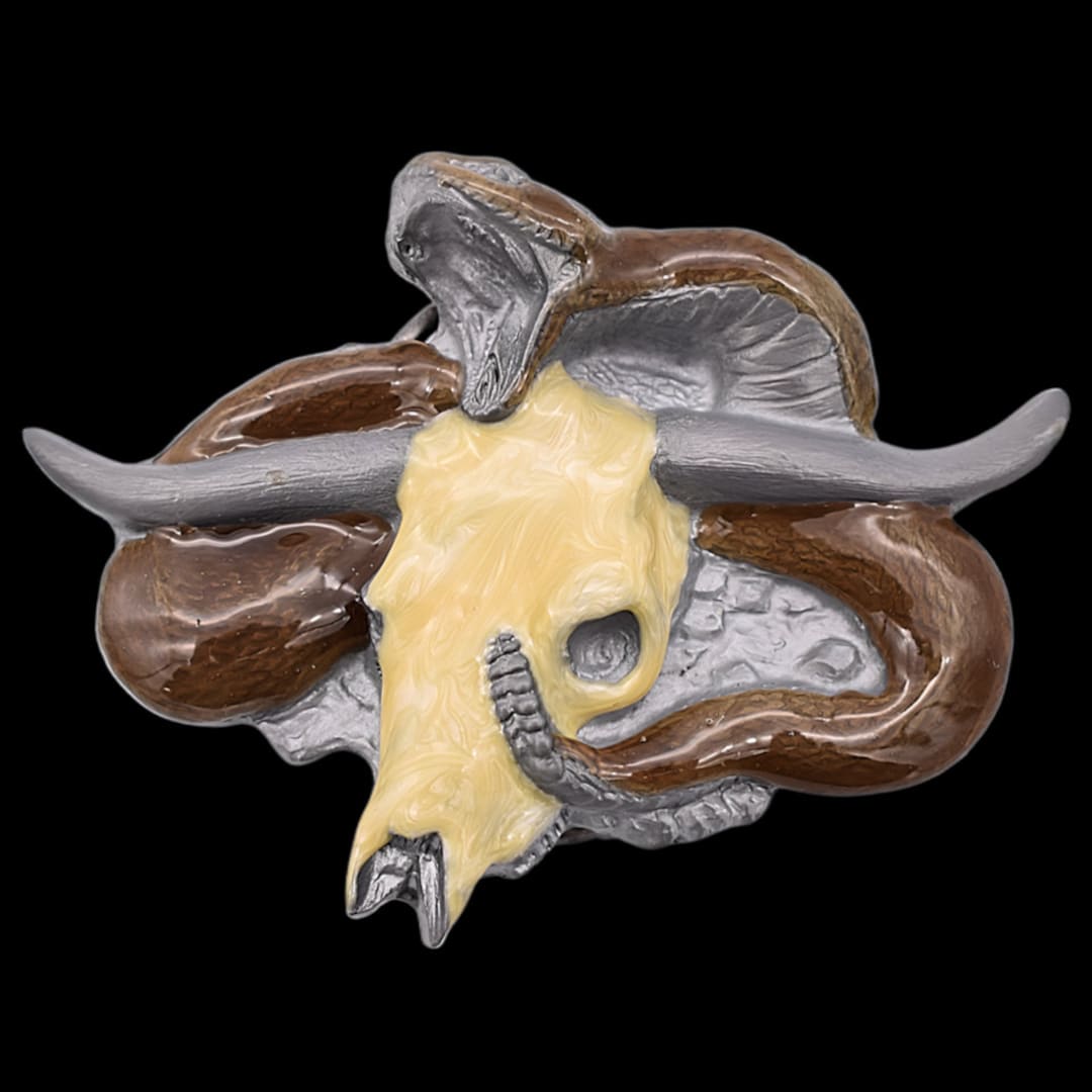 Bull Skull Rattlesnake Western Cowboy Belt Buckle - Etsy