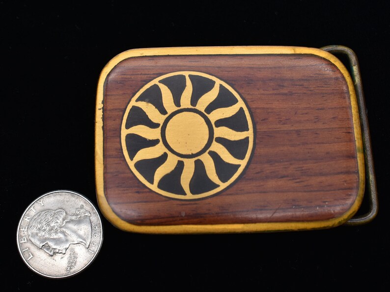 1970s Sun Wood Inlay Vintage Belt Buckle - Etsy