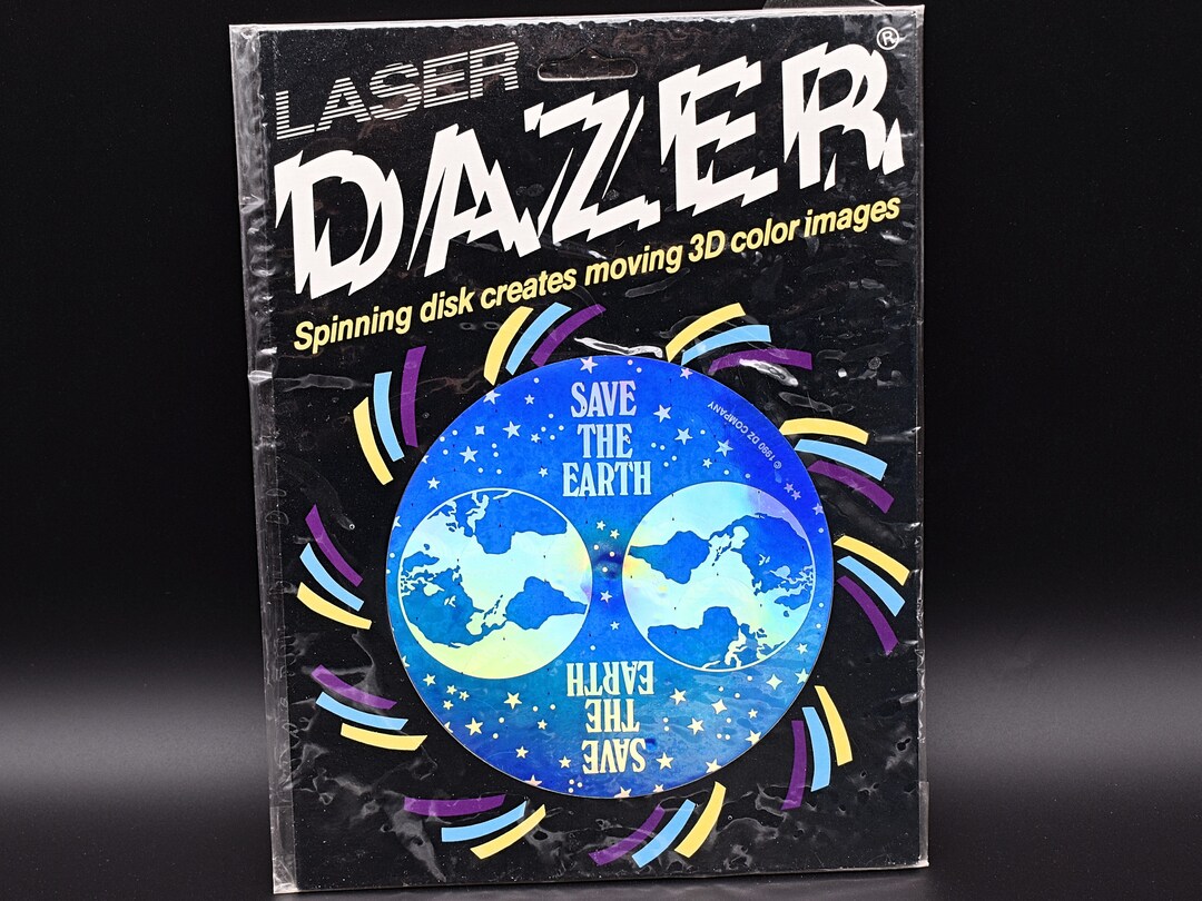 Laser Dazer Spinning Disk Vintage Toy Hologram Save the Earth - Etsy