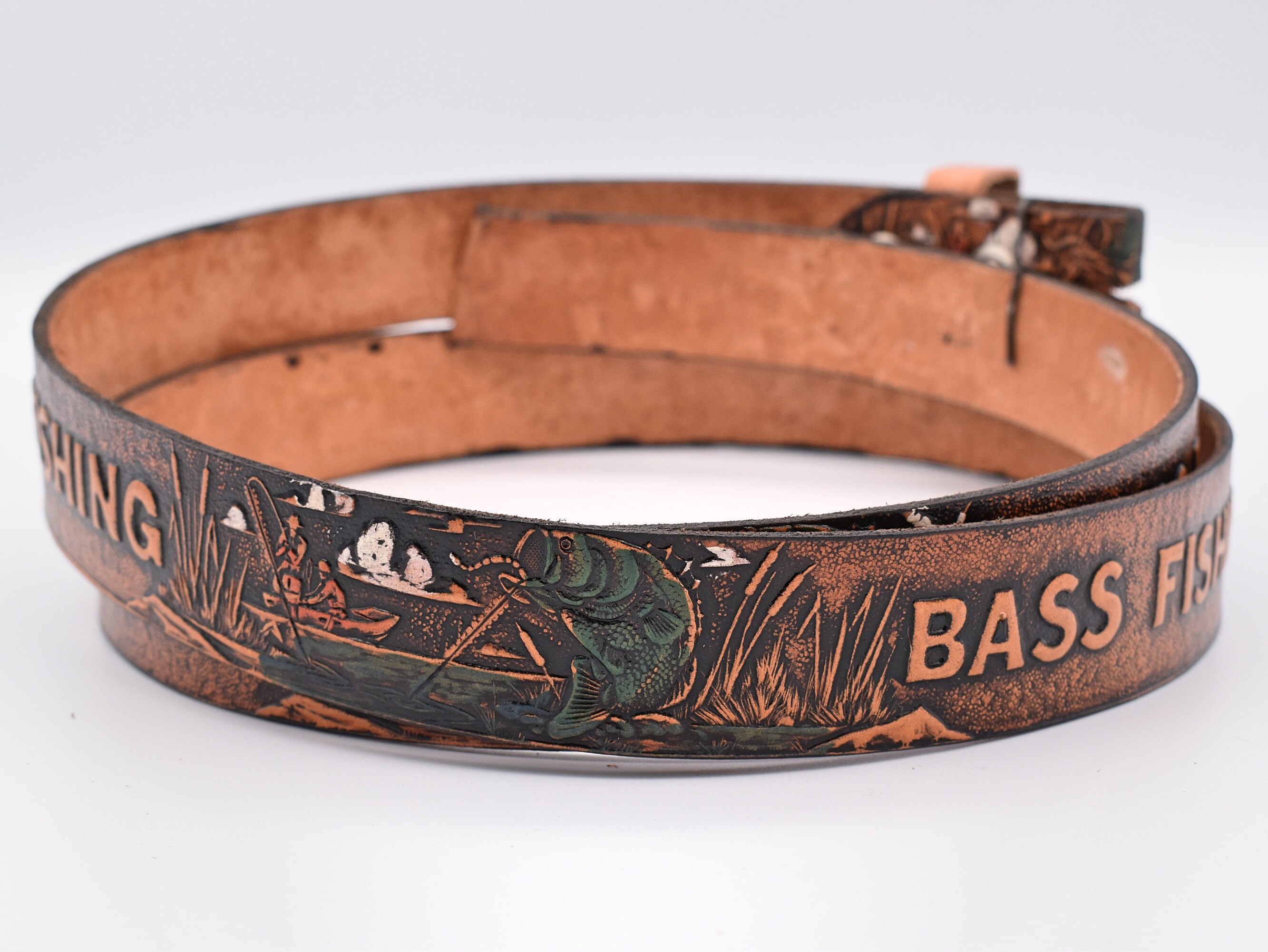 Vintage Genuine Leather Handmade Bass Fishing Belt CUSTOM - Etsy