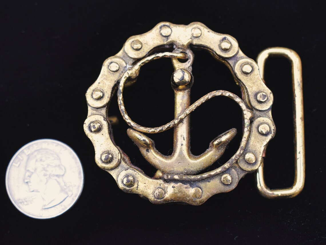 Naval Anchor Chain Solid Brass Handmade Vintage Belt Buckle - Etsy