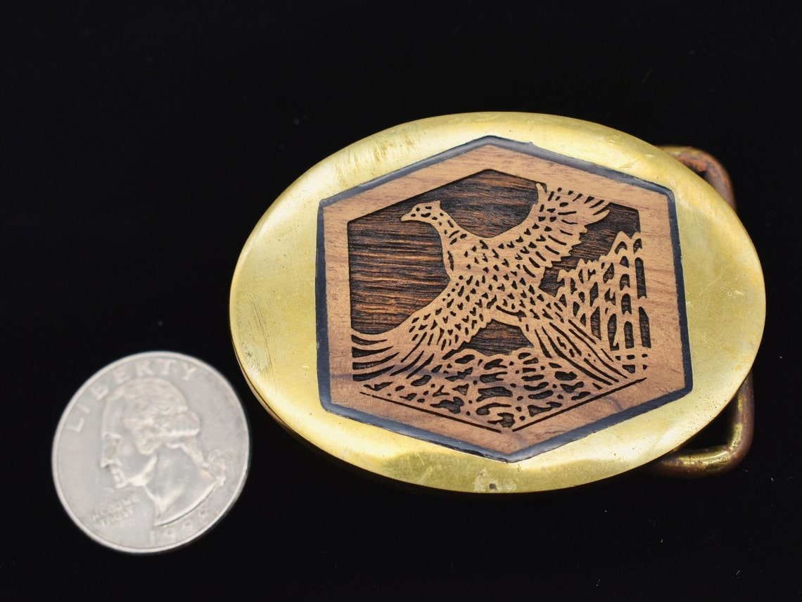 Pheasant Rooster Flush Brass Wood Inlay Laser Engraved SMALL - Etsy