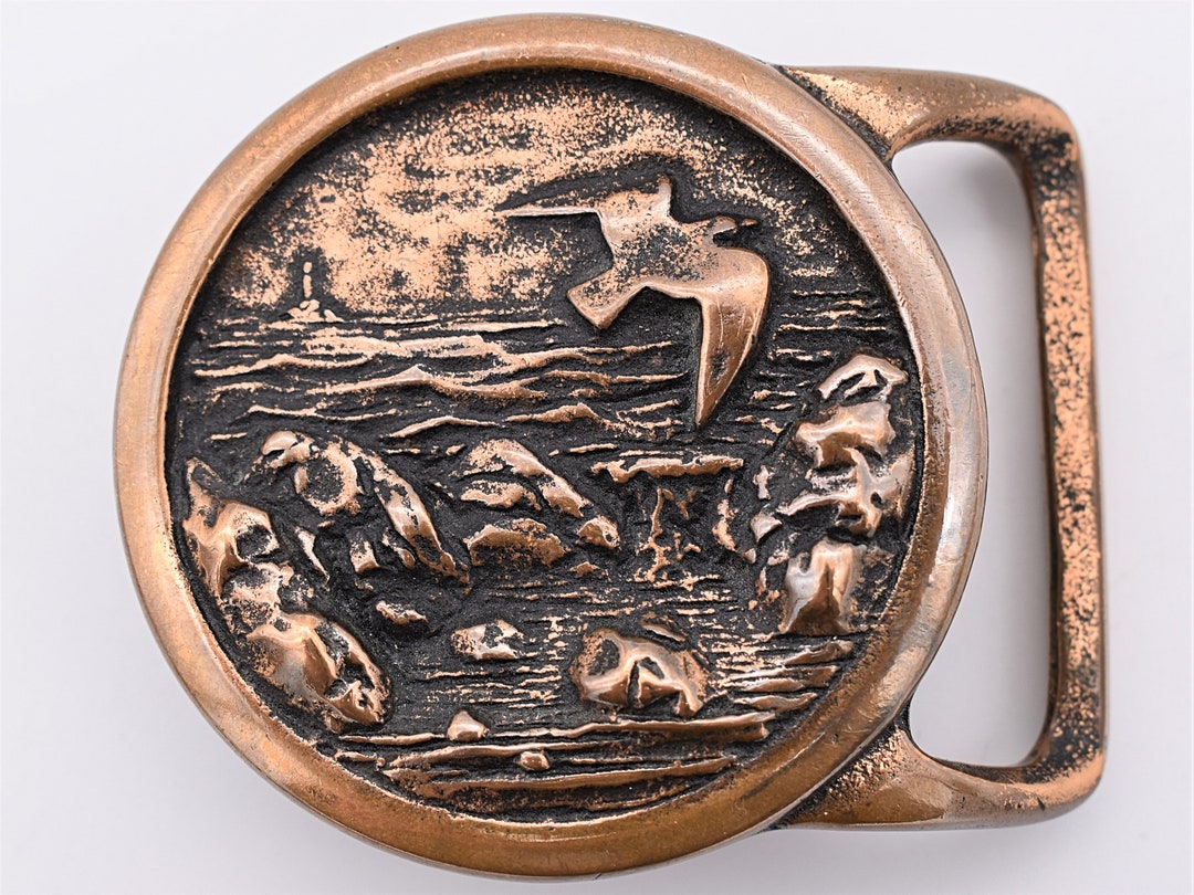 Tech Ether Guild "seascape" Solid Brass Vintage Belt Buckle - Etsy