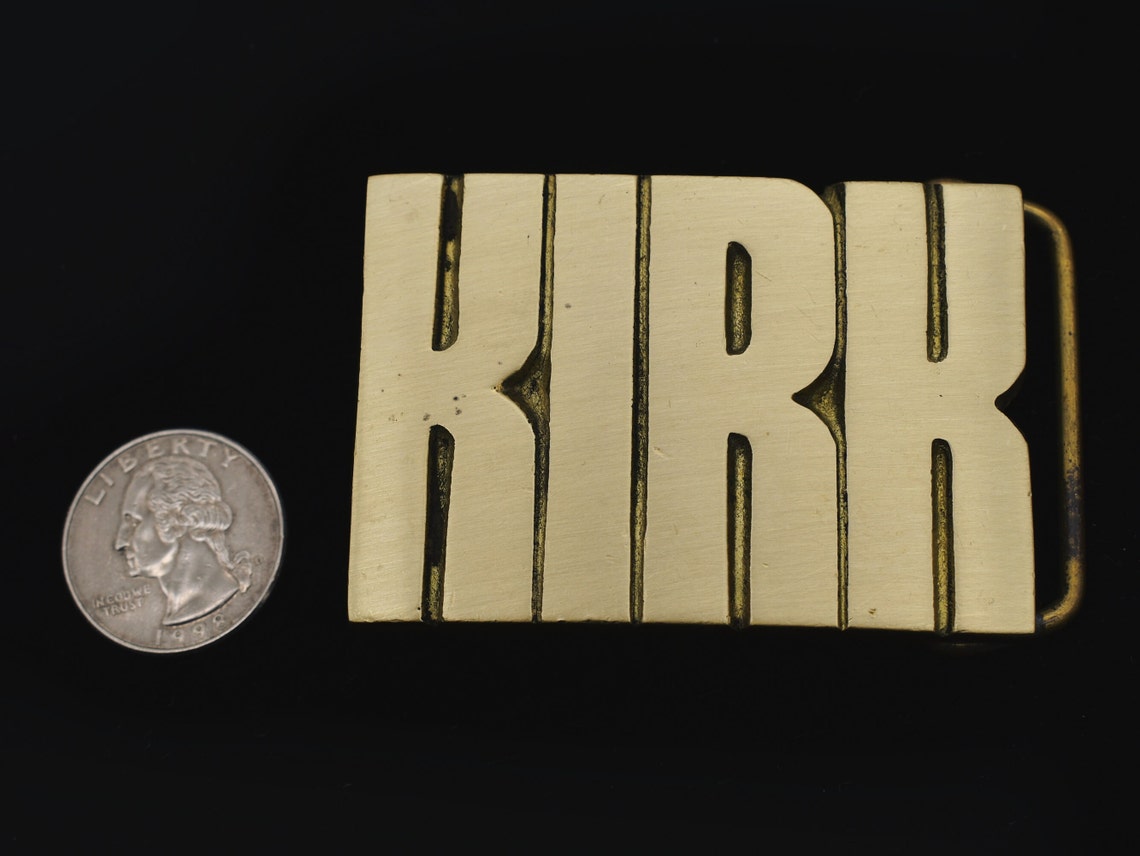 Kirk Name Solid Brass Vintage Belt Buckle - Etsy