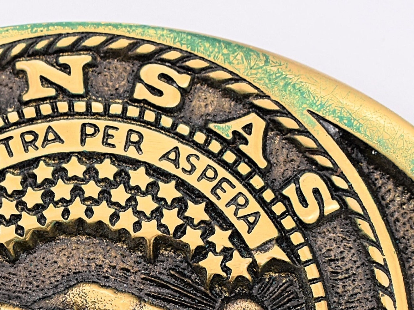 Solid Brass Kansas State Seal Vintage Belt Buckle W/bag & Papers - Etsy