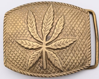 Solid Brass Marijuana Pot Leaf Vintage Belt Buckle - Etsy