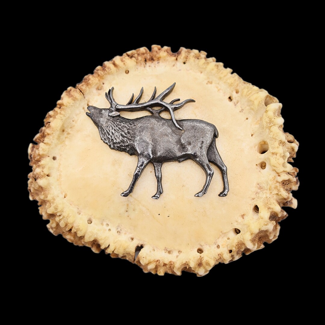 Elk Antler Burr Rosette Crown Pewter Figurine Vintage Belt Buckle - Etsy