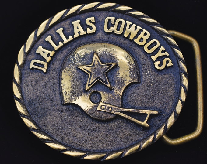 Dallas Cowboys Football Solid Brass Vintage Belt Buckle - Etsy