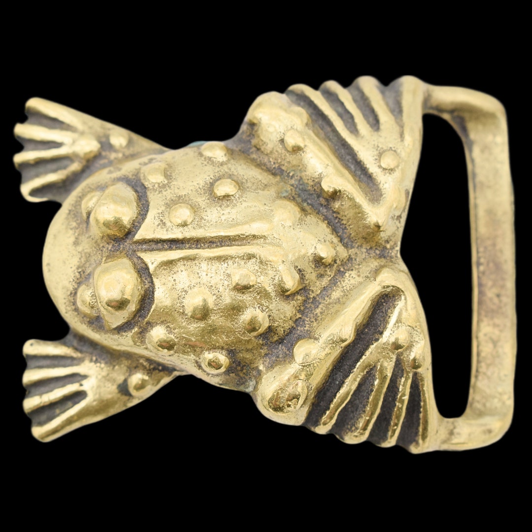 Solid Brass Frog Toad Amphibian 1970s Trinity Buckle Co Vintage Belt ...