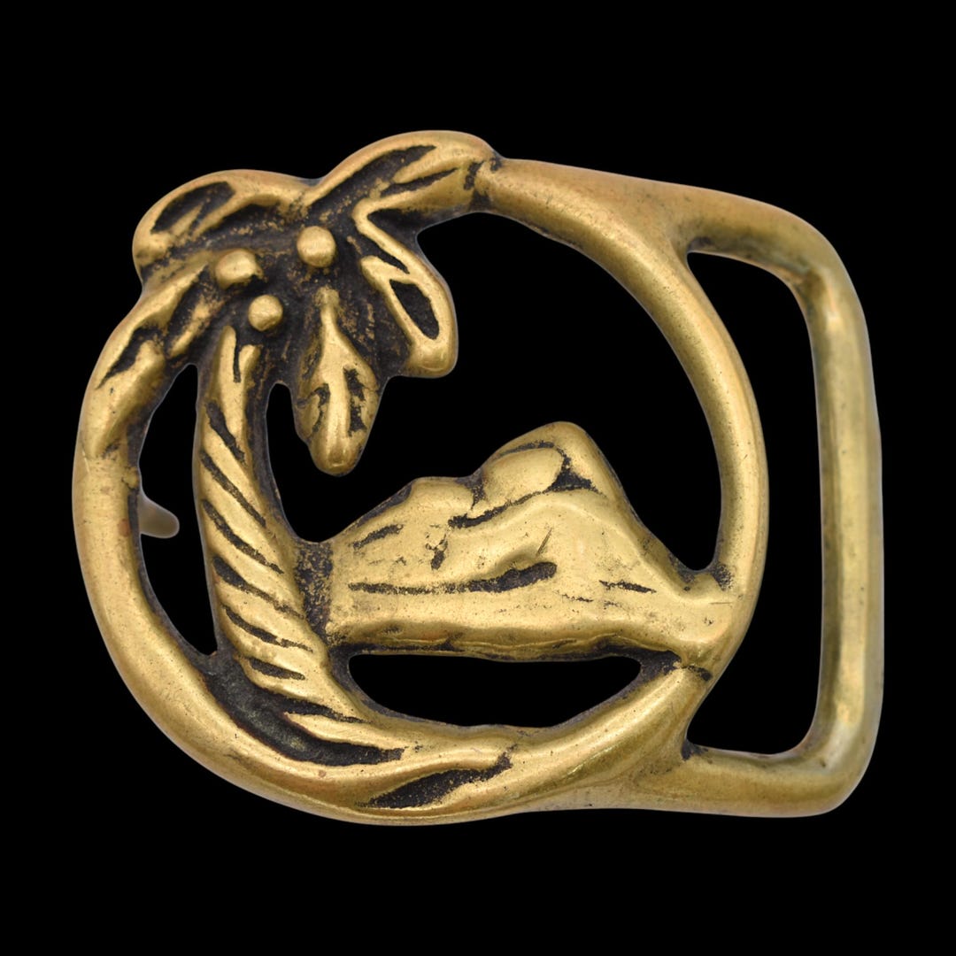 Solid Brass Palm Tree Tropical Vintage Belt Buckle by Trinity Buckle Co ...