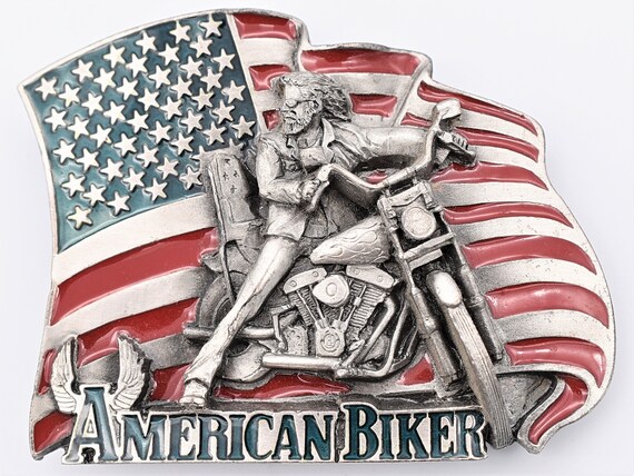 American Biker USA Flag Stars & Stripes Vintage Belt … - Gem