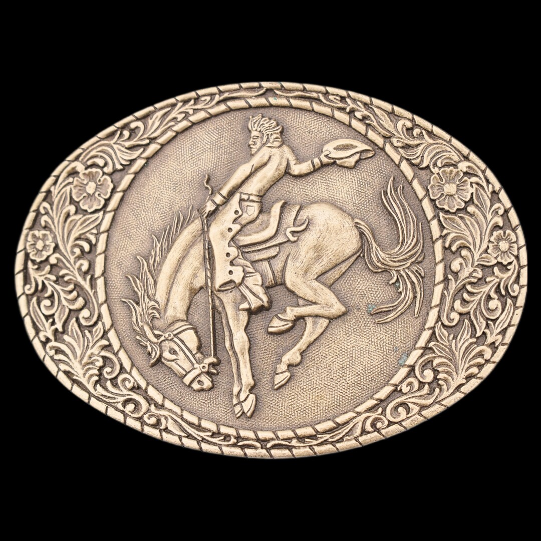 Solid Brass Bucking Bronco Cowboy Rodeo Vintage Belt Buckle - Etsy