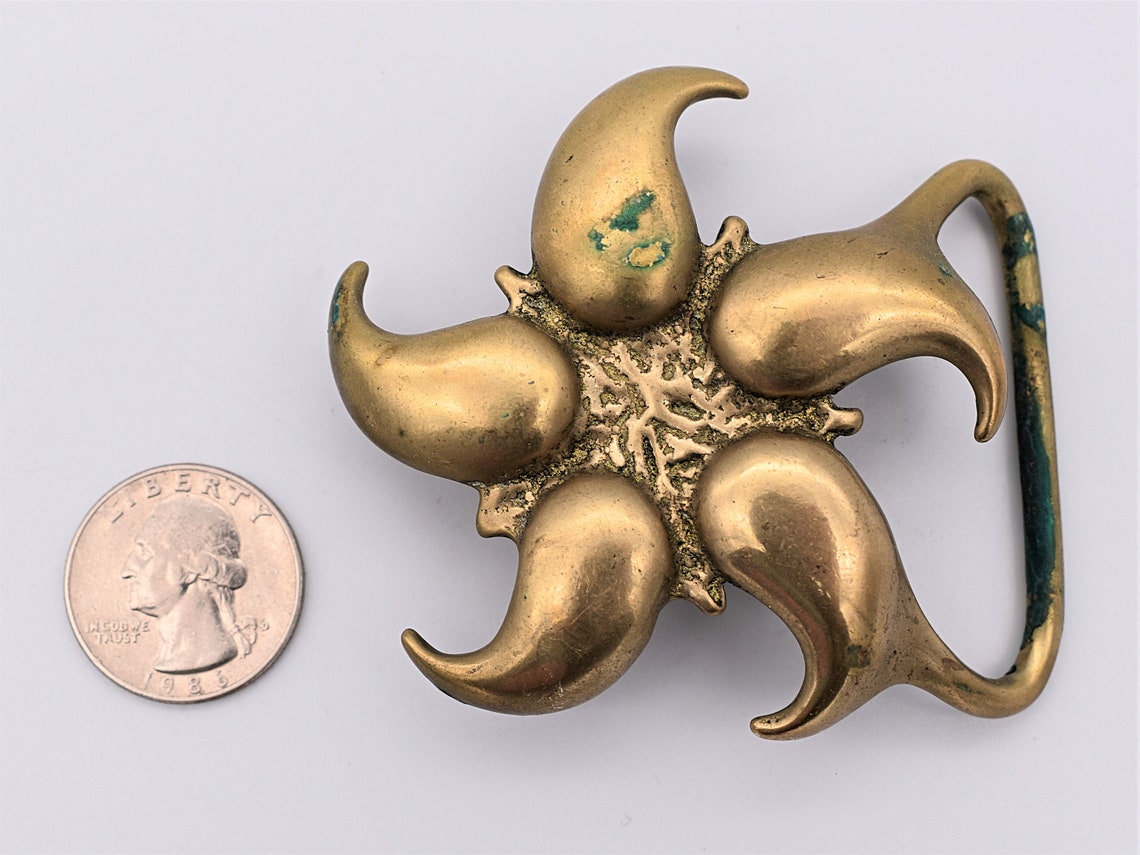 1970s Duncan Laurie Solid Brass Starfish Pinwheel Vintage Belt Buckle ...