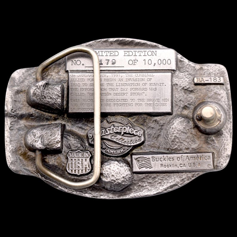 Operation Desert Storm Gulf War Vintage Belt Buckle Made in USA [ca ...
