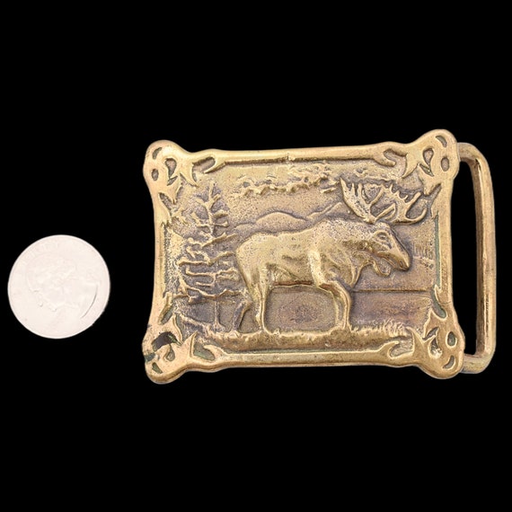 Solid Bronze Bull Moose 1970s Vintage Belt Buckle - Gem