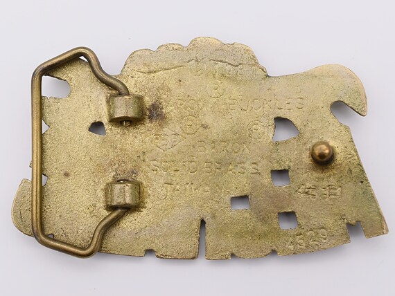 Mechanic Solid Brass 1980s Vintage Belt Buckle - Gem