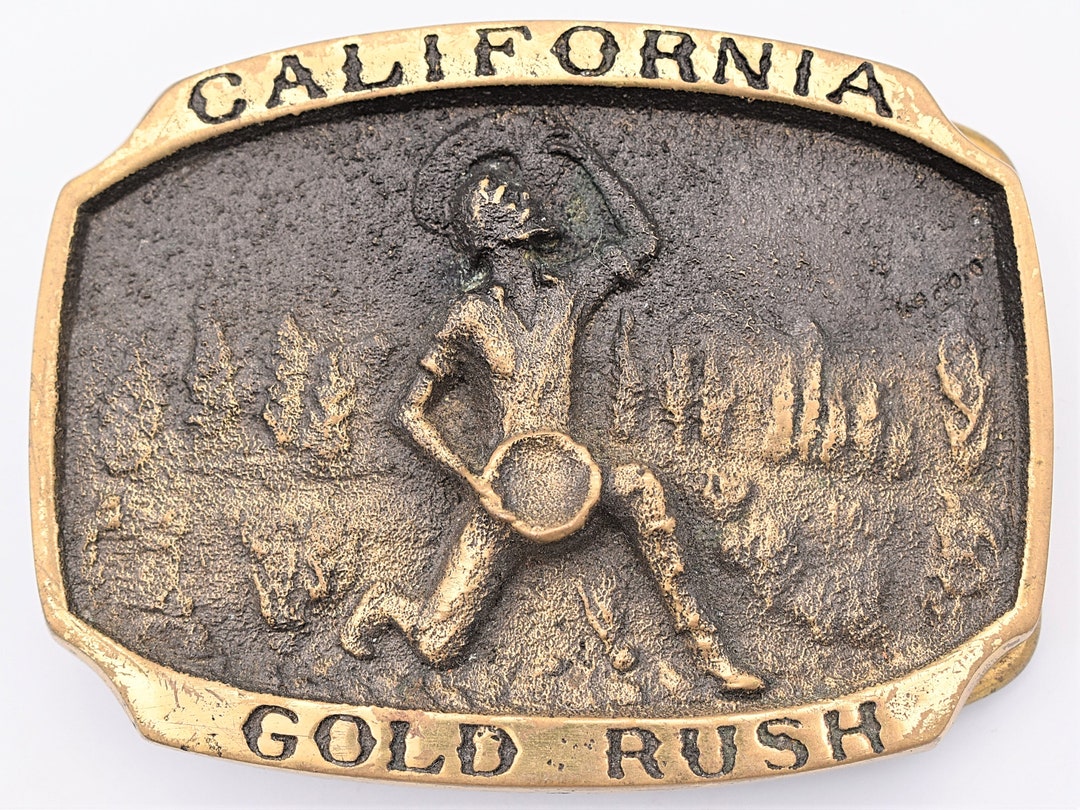 Solid Brass California Gold Rush Prospector Gold Panner Klondike 1970s ...