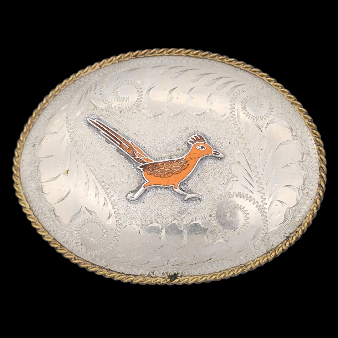 Roadrunner R&R Buckles Hand Engraved Nickel Silver Western Cowboy ...