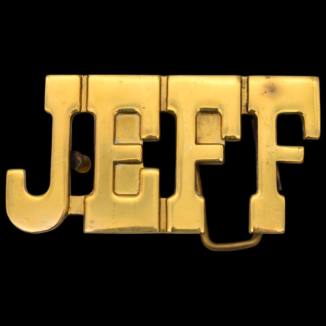 Jeff Name Solid Brass Vintage Belt Buckle - Etsy