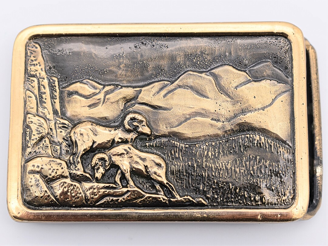 Solid Bronze Bighorn Sheep 1970s Vintage Belt Buckle - Etsy