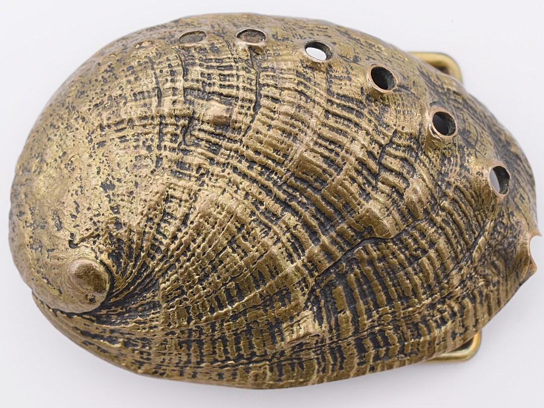 Solid Brass Kenneth Artist Signed Abalone Shell Casting Vintage Belt ...