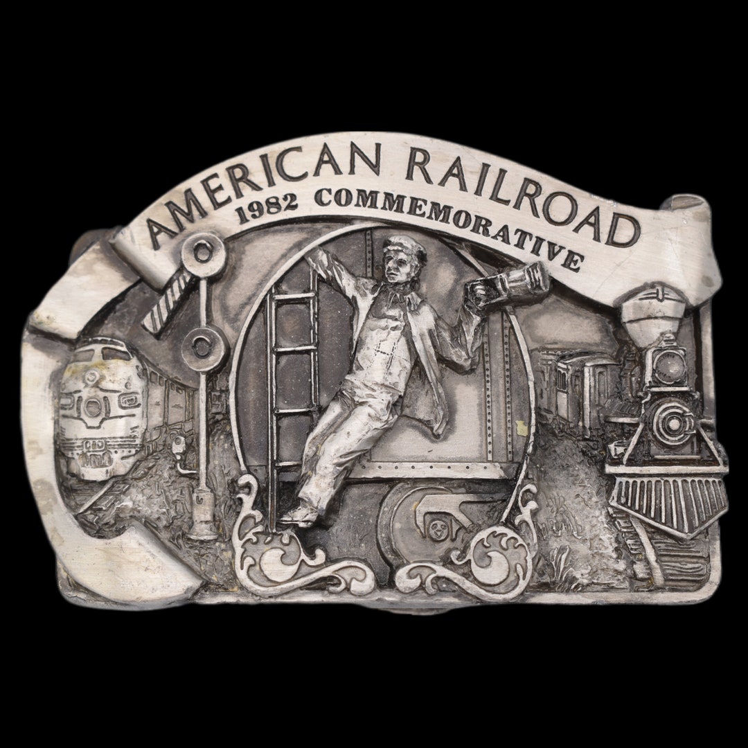 American Railroad Commemorative 1982 Vintage Belt Buckle - Etsy