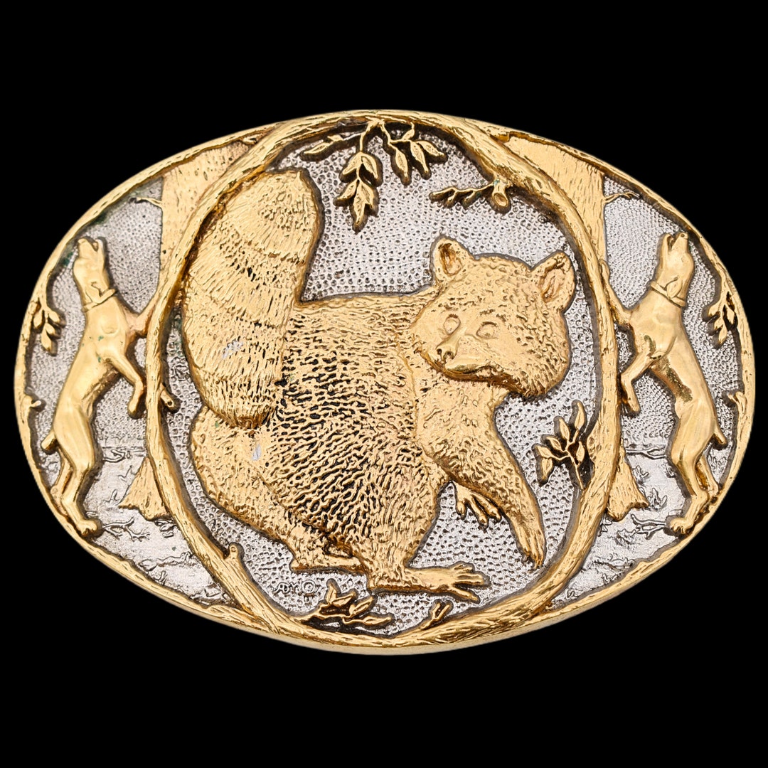 Solid Brass Coon Huntin' Raccoon Hunting Dogs Gold Plated - Etsy