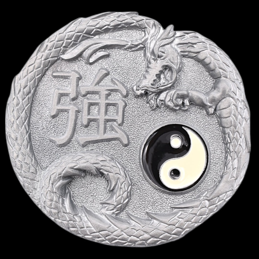 Power Strength Symbol Asian Dragon Yin Yang Belt Buckle - Etsy