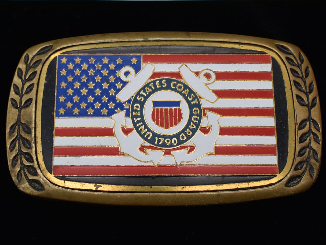 US Coast Guard Solid Brass Vintage Belt Buckle - Etsy