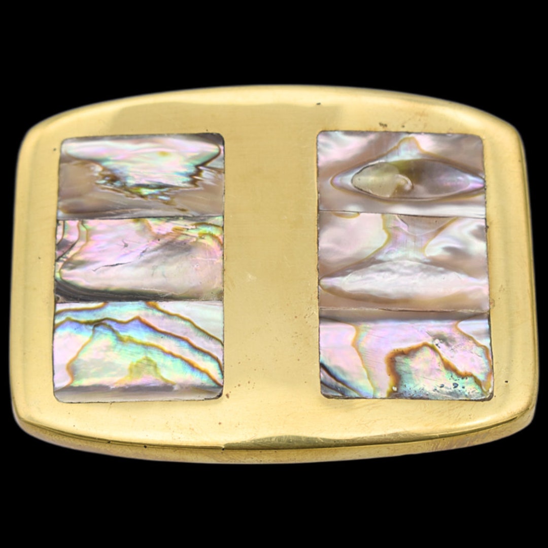 Solid Brass Abalone Shell Inlays Hippie Boho Trinity Buckle Co. Vintage ...