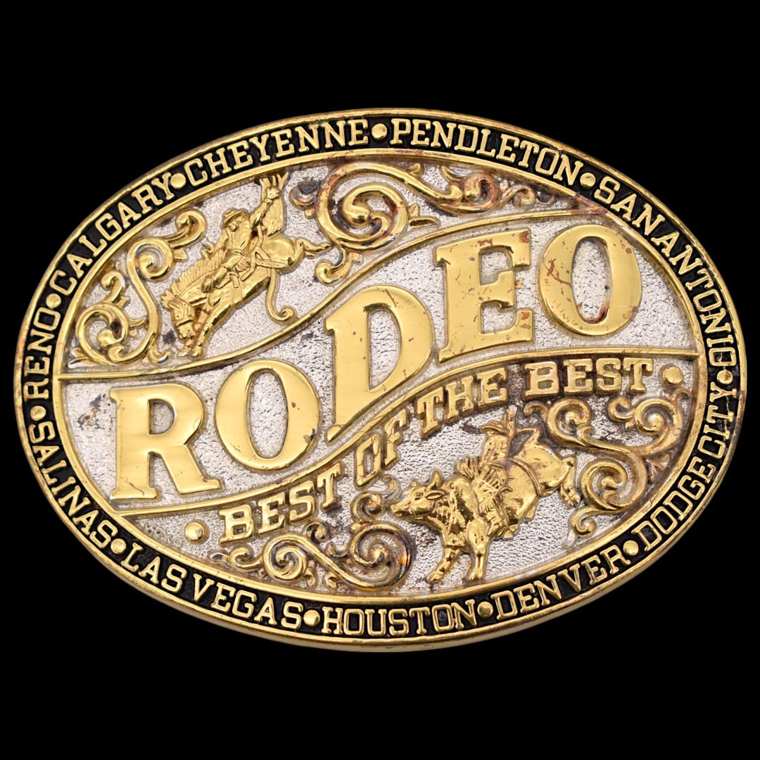 Rodeo Gold & Silver Plated Solid Brass Vintage Belt Buckle by Award ...