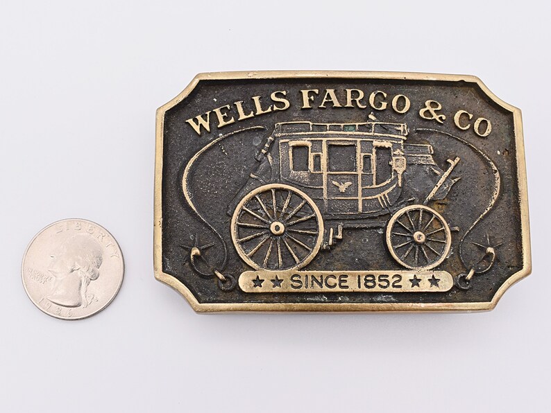 Solid Brass 1970s Wells Fargo Banking Vintage Belt Buckle - Etsy