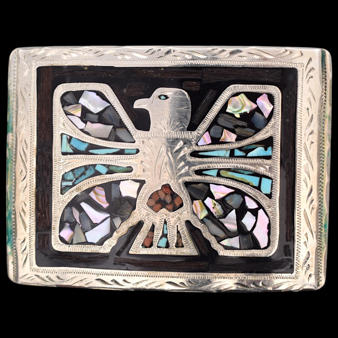 Western Thunderbird Motif German Silver Vintage Belt Buckle - Etsy