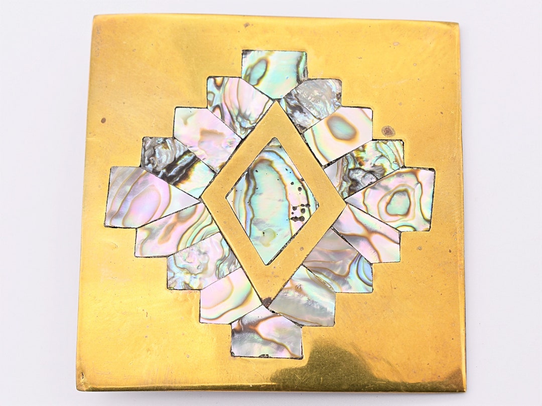 Brass & Abalone Shell Trinity Buckle Co. Vintage Belt Buckle - Etsy
