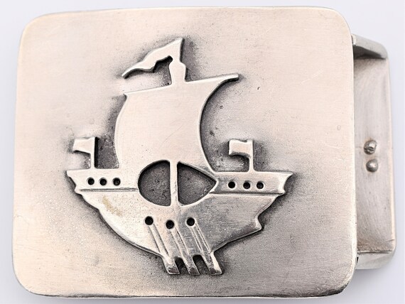 Pirate Ship Pewter Vintage Belt Buckle - Etsy