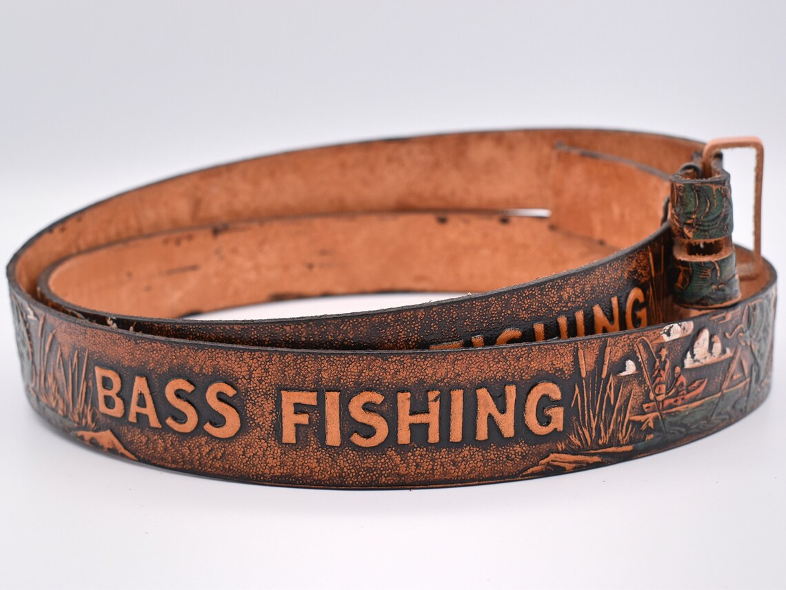 Vintage Genuine Leather Handmade Bass Fishing Belt CUSTOM | Etsy
