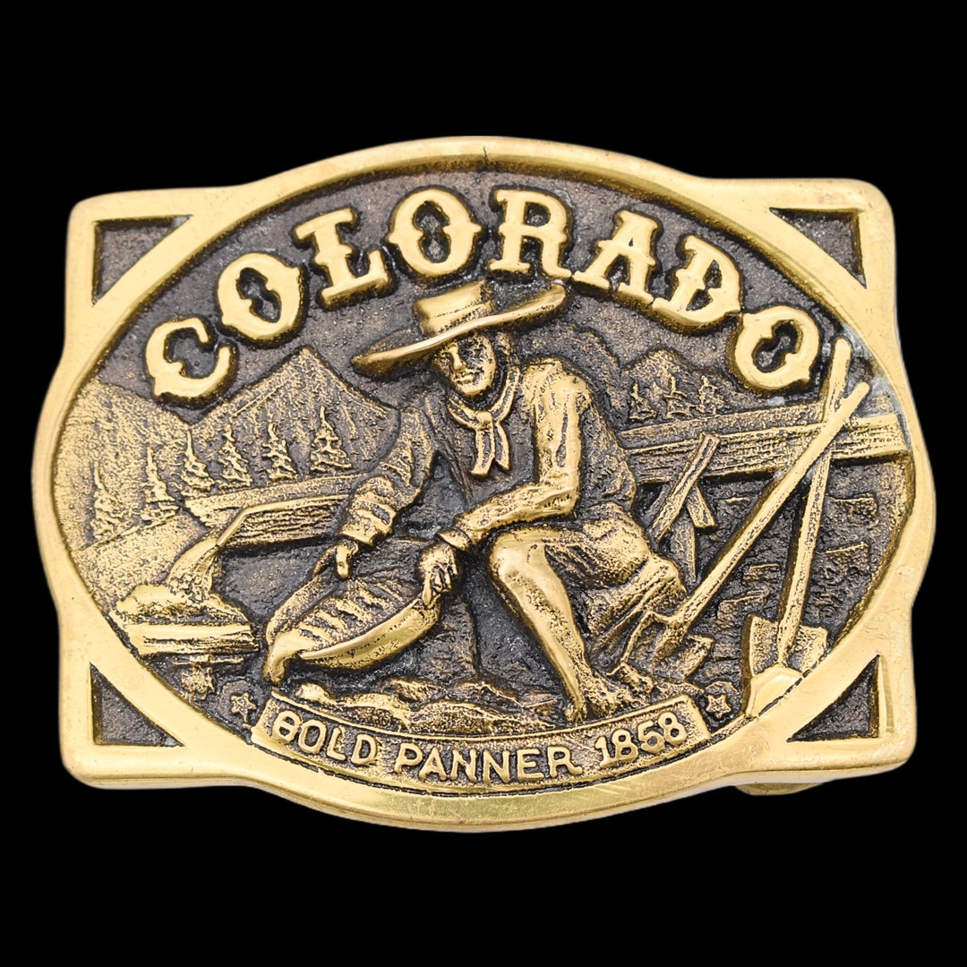 Colorado Gold Panner 1858 Prospector Solid Brass Vintage Belt Buckle - Etsy