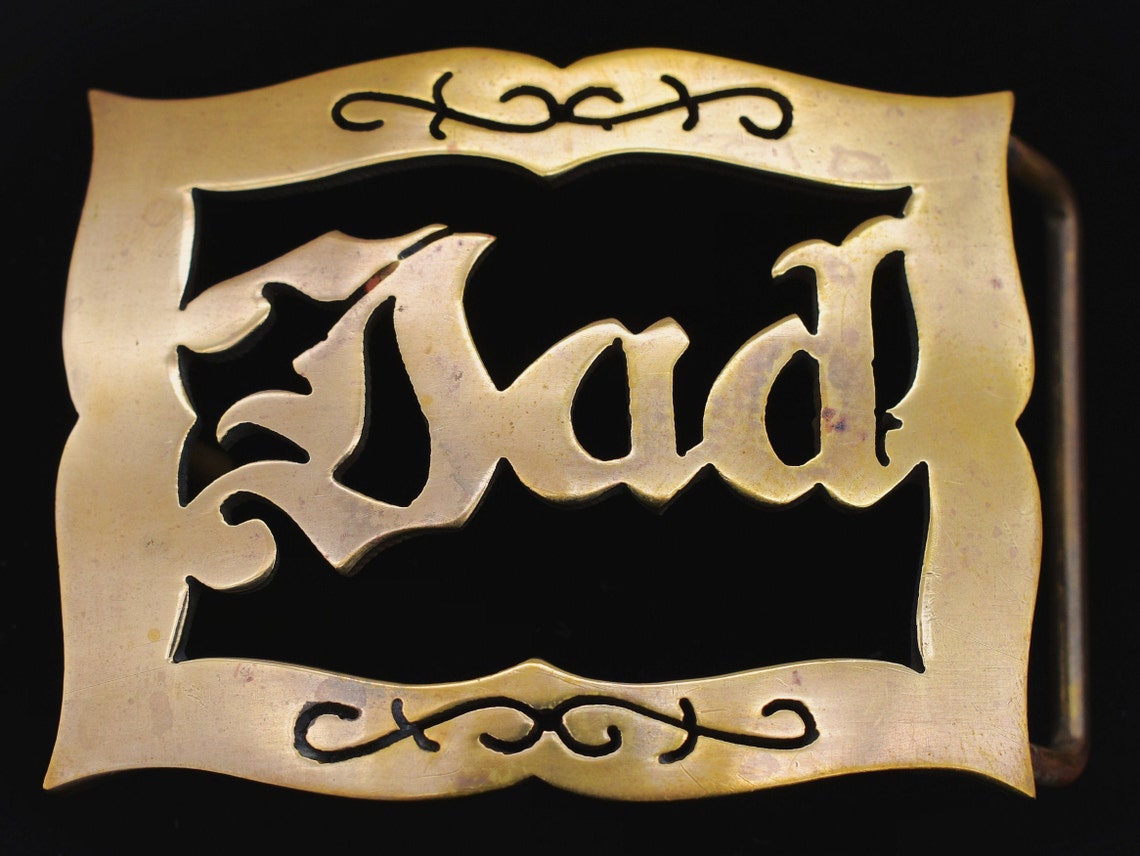 Dad Father Husband Grandpa Gothic Lettering Scroll Cutout Solid Brass ...