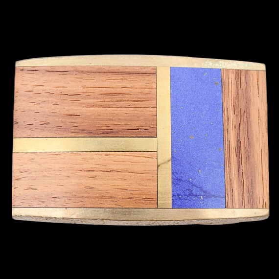 Exotic Wood & Brass Stripes Lapis Stone Inlay SST Vin… - Gem