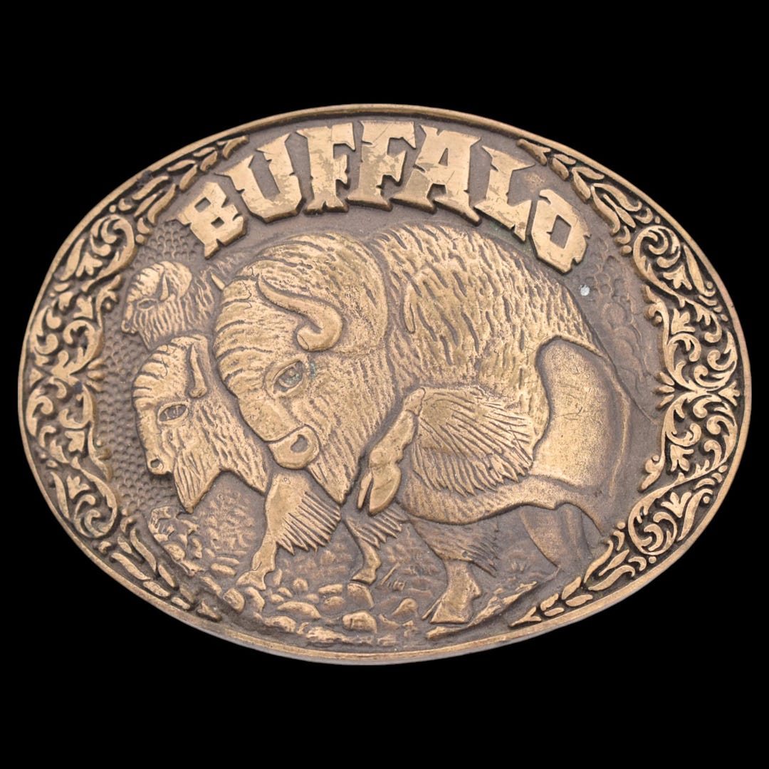Solid Brass Bison Buffalo Stampede Vintage Belt Buckle - Etsy