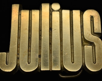 Julius Personalized Name Retro Old School Hippie Western Solid Brass ...