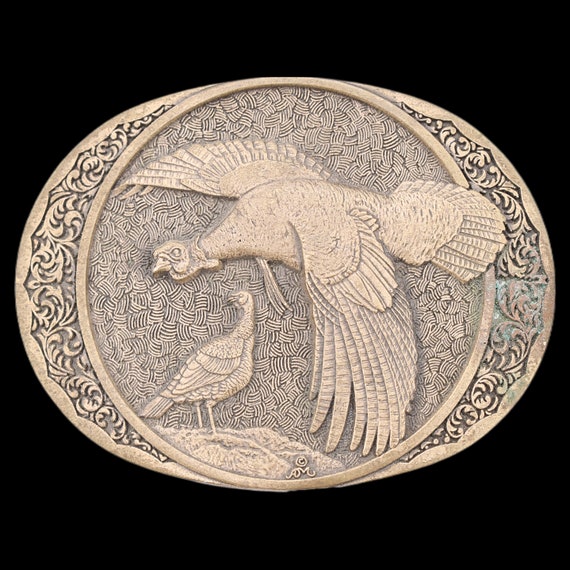 Turkey in flight Solid brass Belt Buckle - Gem