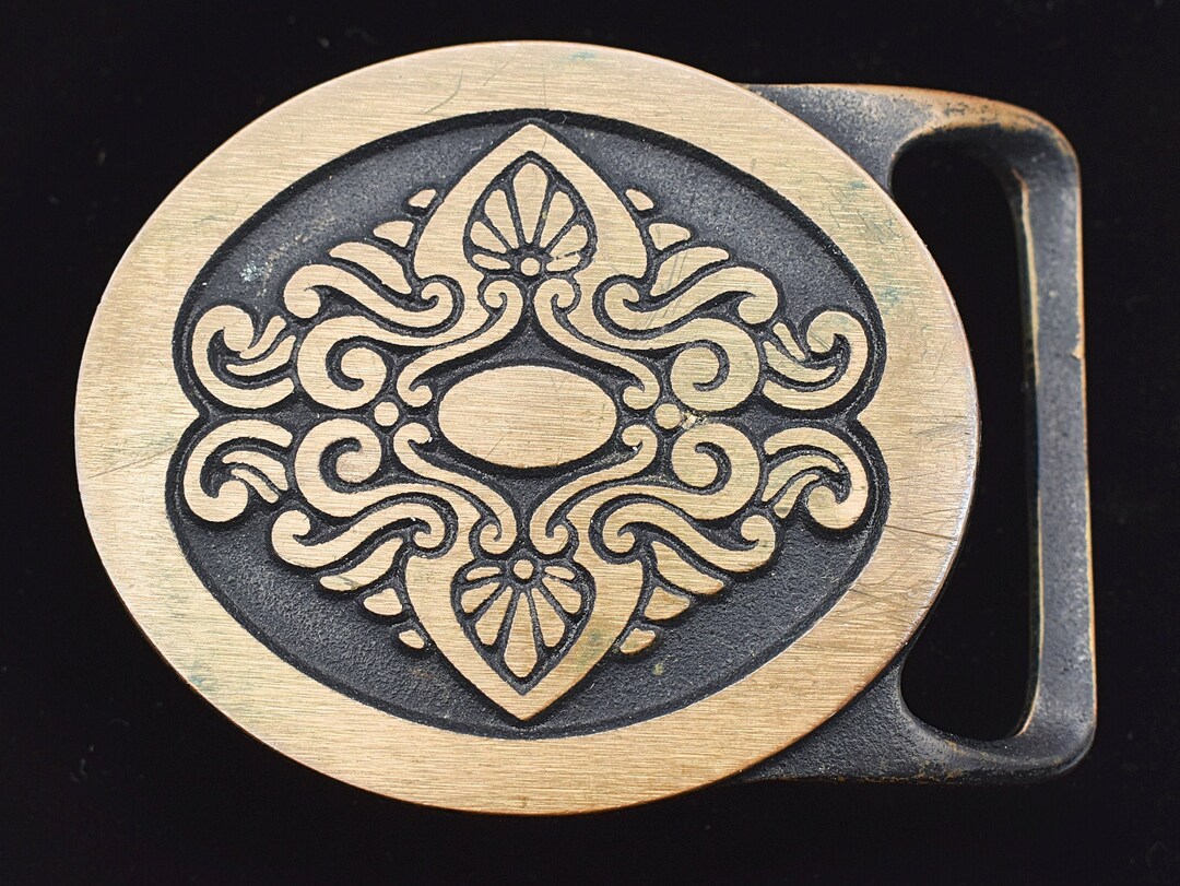 Tech Ether Guild "brocade" Solid Brass Vintage 1970s Belt Buckle - Etsy
