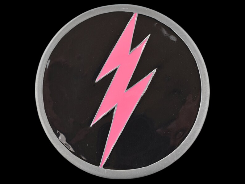Pink Lightning Bolt Black Circle Belt Buckle - Etsy