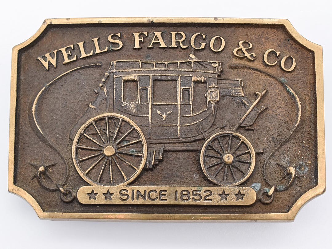 Solid Brass 1970s Wells Fargo Banking Vintage Belt Buckle - Etsy