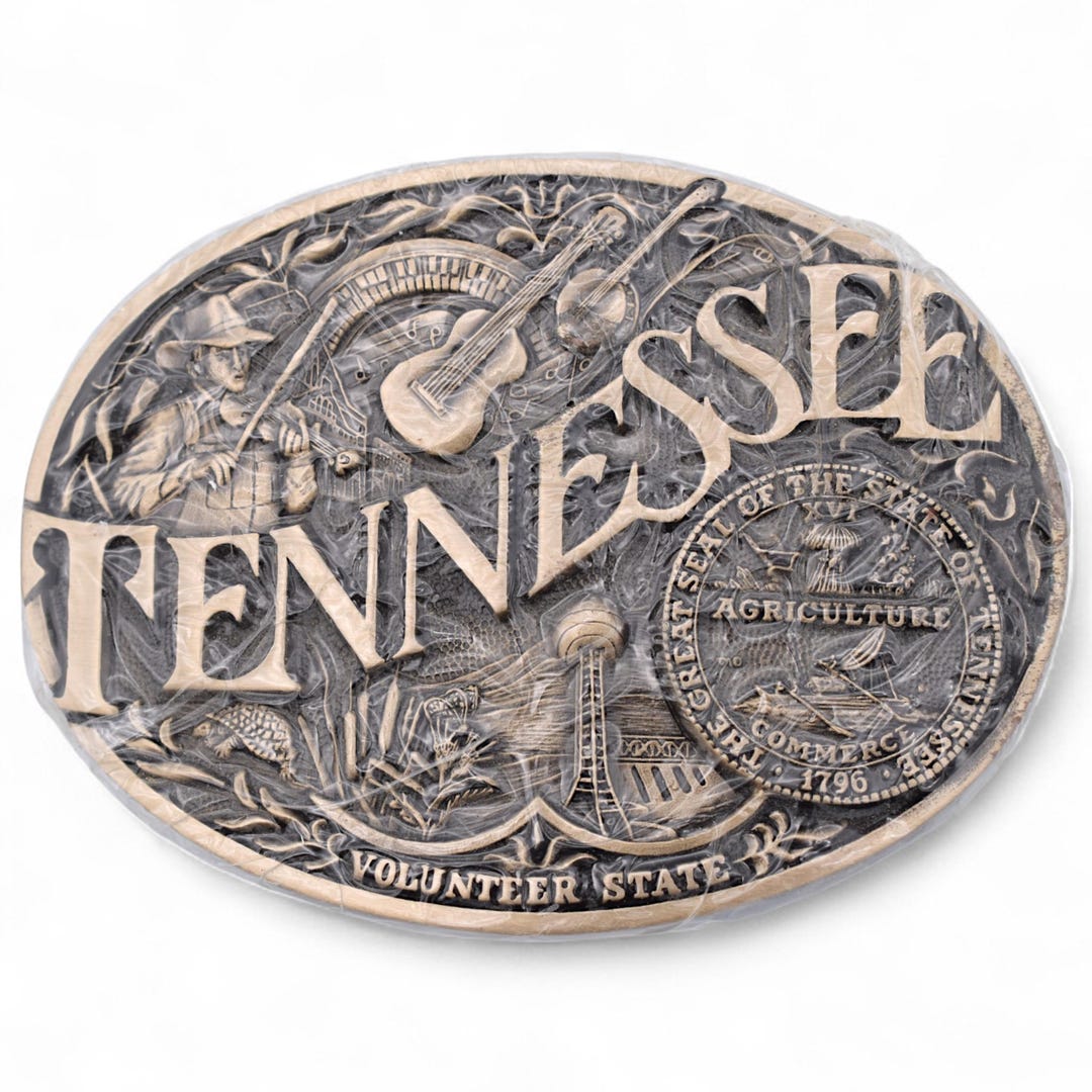 Tennessee State Seal Solid Brass Vintage Belt Buckle by Award Design ...