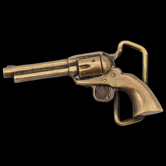 Solid Brass Revolver 6-Shooter Cowboy Gun 1970s BTS V… - Gem