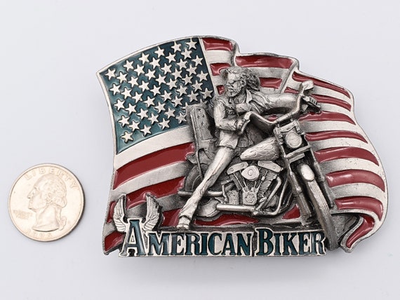 American Biker USA Flag Stars & Stripes Vintage Belt … - Gem