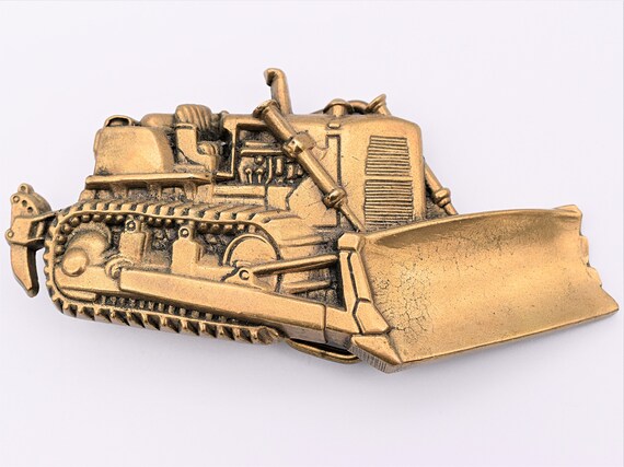 Bulldozer Solid Brass 1970s Vintage Belt Buckle - Etsy